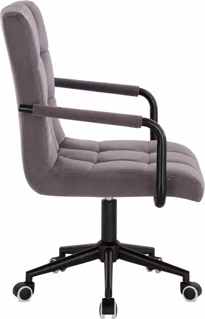 LuxuryForm DESIGN Otočná židle VERONA BLACK VELUR na černé podstavě s kolečky - tmavě šedá