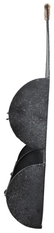 Černá antik kovová nástěnná police se 4mi boxy – 35x41x66 cm