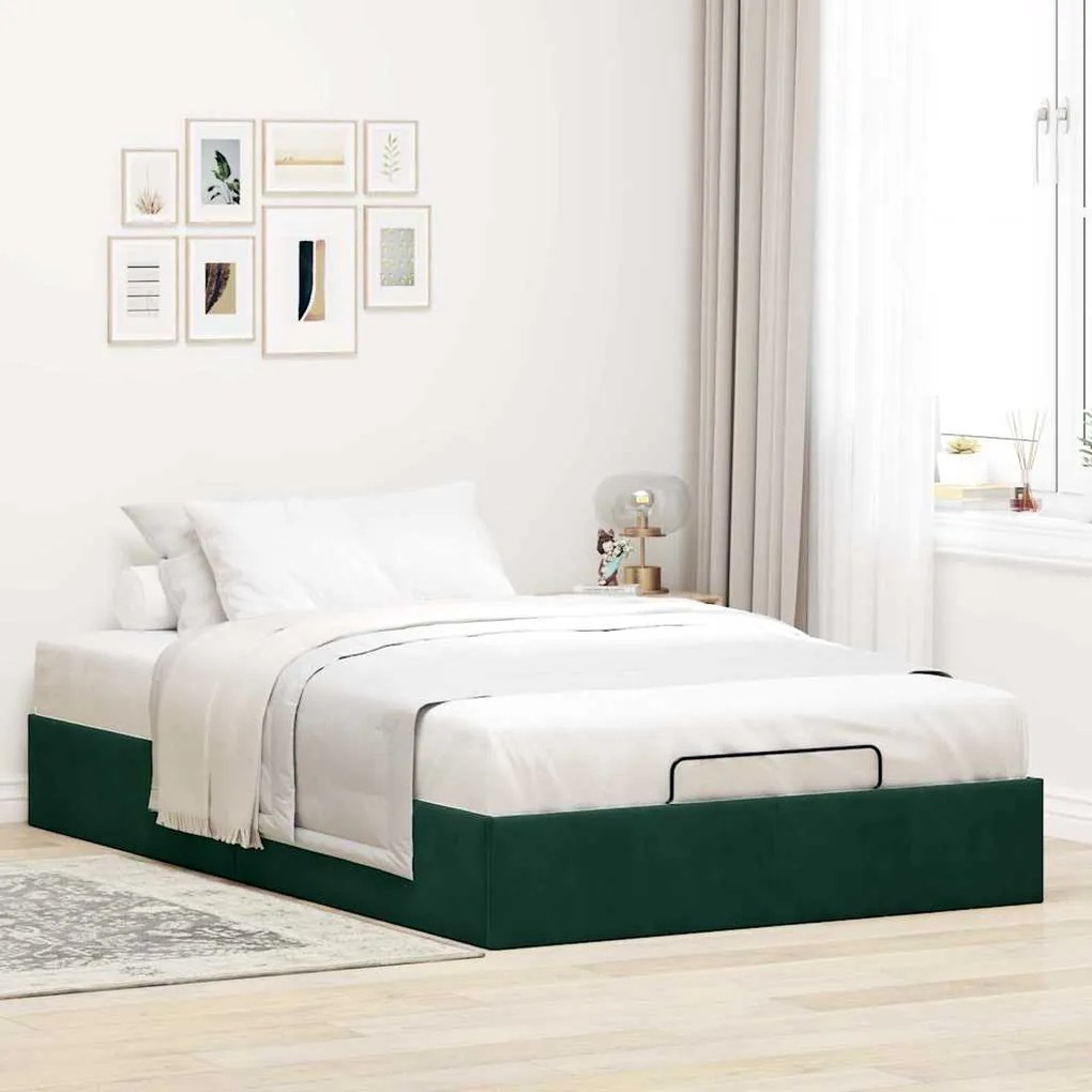 Osmanský rám postele bez matrace tmavě zelená 120x200 cm samet 3310958