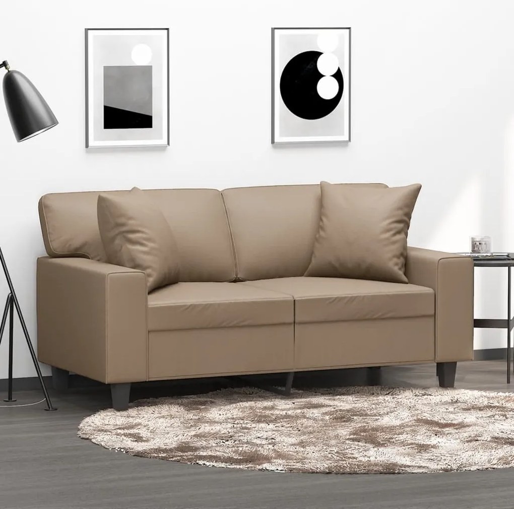 2místná pohovka s polštáři cappuccino 120 cm umělá kůže 3200865