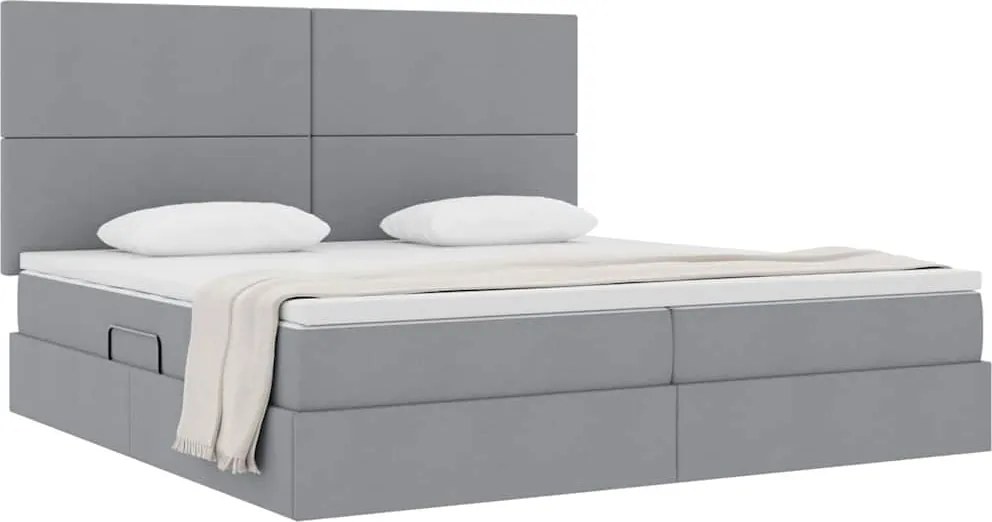 Postel s úložným prostorem a matrací Světle šedá 200 x 200 cm 3371739
