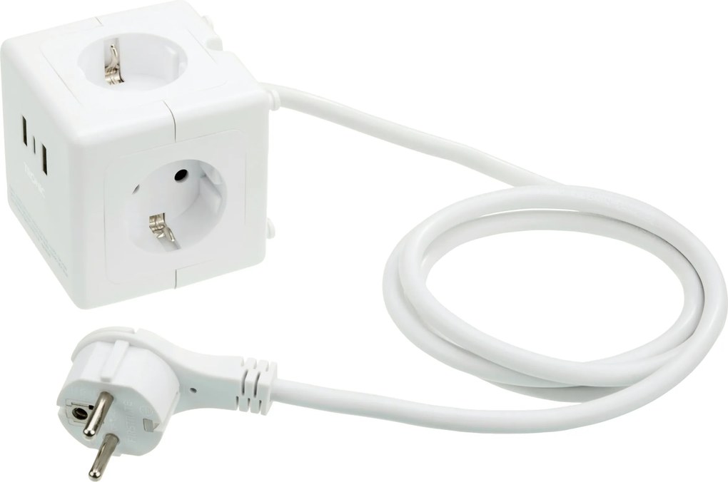 Tronic® Zásuvková kostka s USB porty (bílá)