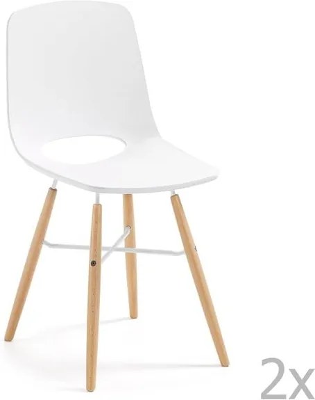 Sada 2 bílých jídelních židlí La Forma Kint