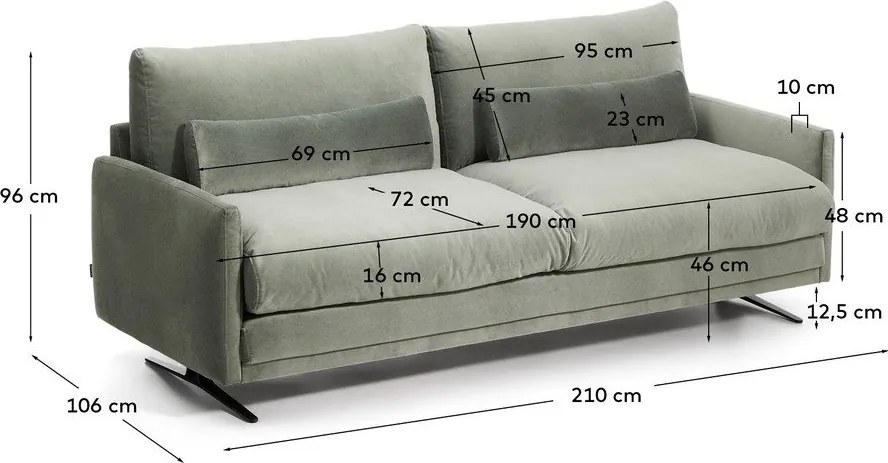 Zelená sametová pohovka 210 cm Veliro – Kave Home