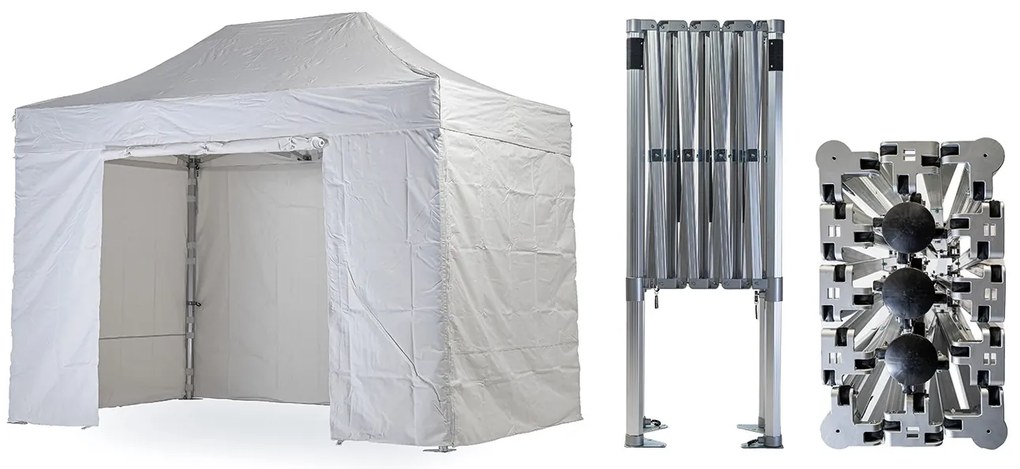 Nůžkový párty stan 2x4 m TENTino BIG HEXAGON Barva opláštění (Zvolte variantu): 1A - BÍLÁ