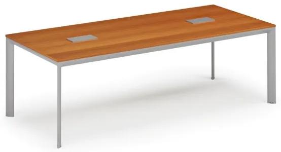 Stůl INVITATION 2400 x 1200 x 740, třešeň + 2x stolní zásuvka TYP II, stříbrná