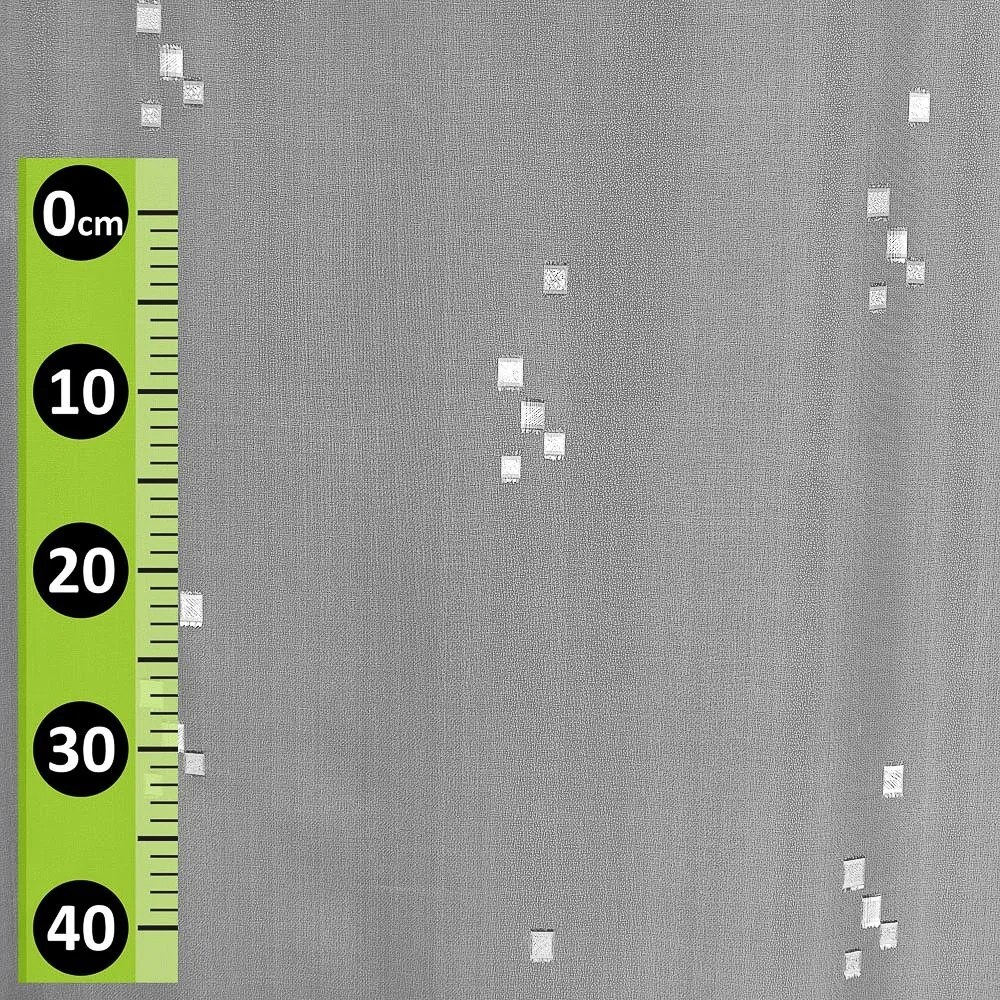 Rand voálová záclona J2206/03 světle šedé lesklé kostičky na bílé, s olůvkem, bílá, výška 300cm (v metráži)