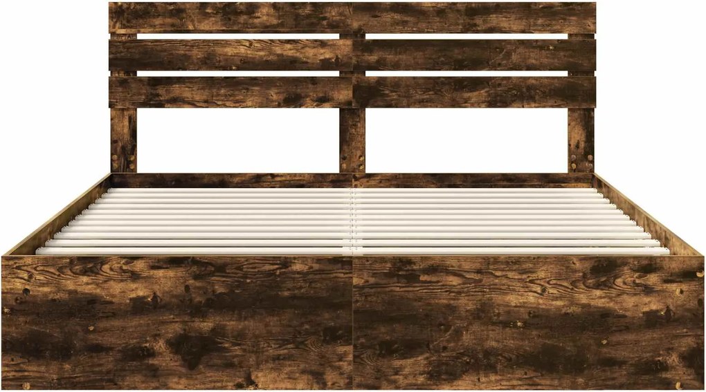 Rám postele Kouřový dub 200 x 200 cm Masivní borové dřevo 3411379