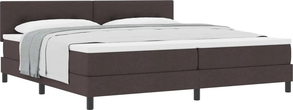 Postel s boxspringem s čelo Tmavě hnědá 200 x 200 cm textil 3338716