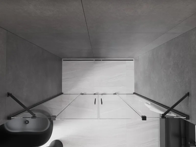 Mexen Velar Duo, posuvné dveře do otvoru 170x200 cm, 8mm čiré sklo, černá matná, 871-170-000-02-70