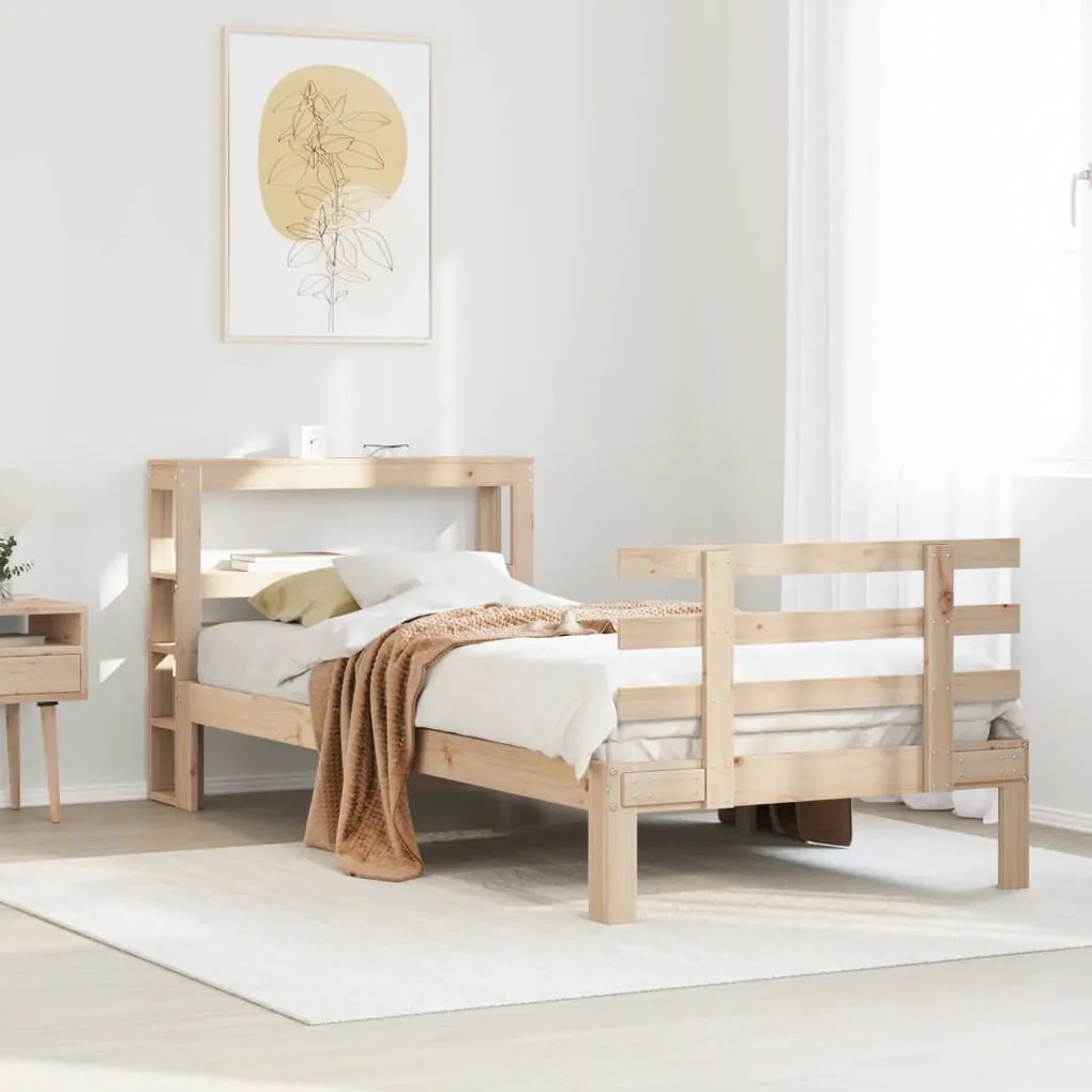 Rám Postele S Čelem 90 X 200 Cm Masivní Borové Dřevo