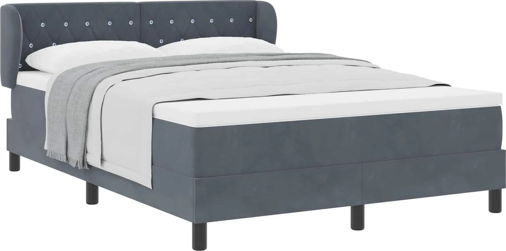 Postel s boxspringem s čelo Tmavě šedá 160 x 200 cm samet 3340341