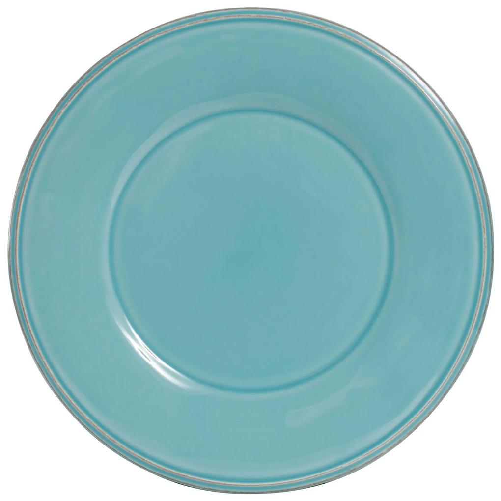 CÔTÉ TABLE Dezertní talíř Constance Turquoise 23,5 cm, modrá barva, keramika