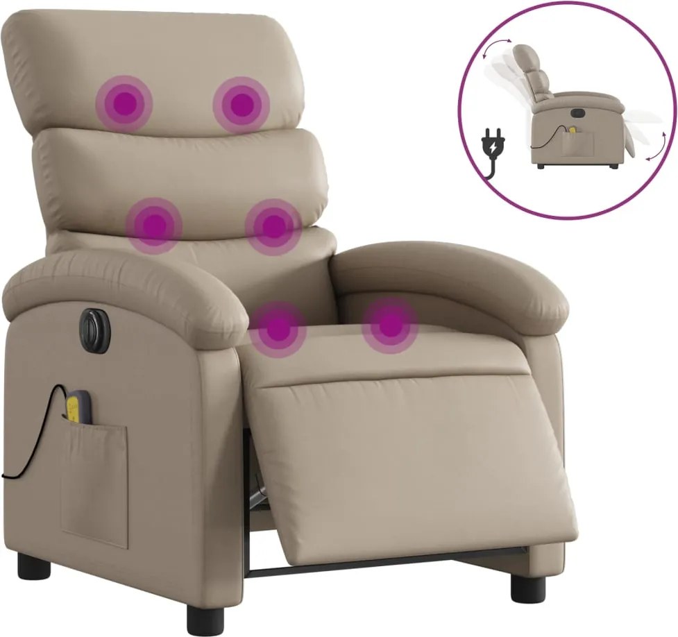 Elektrické masážní polohovací křeslo cappuccino umělá kůže 3204039