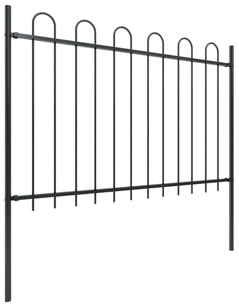 vidaXL Marketos Zahradní plot s obloukem nahoře ocelový 504 x 120 cm černý