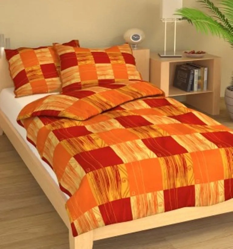 Přehoz přes postel jednolůžkový Čtverečky oranžové