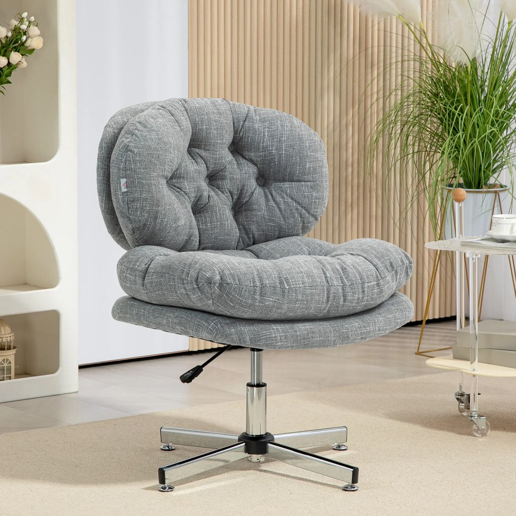 Kancelářská židle HOMCOM, ergonomická kancelářská židle s houpací funkcí, měkký a čalouněný sedák, výškově nastavitelná otočná židle se vzhledem lnu,…