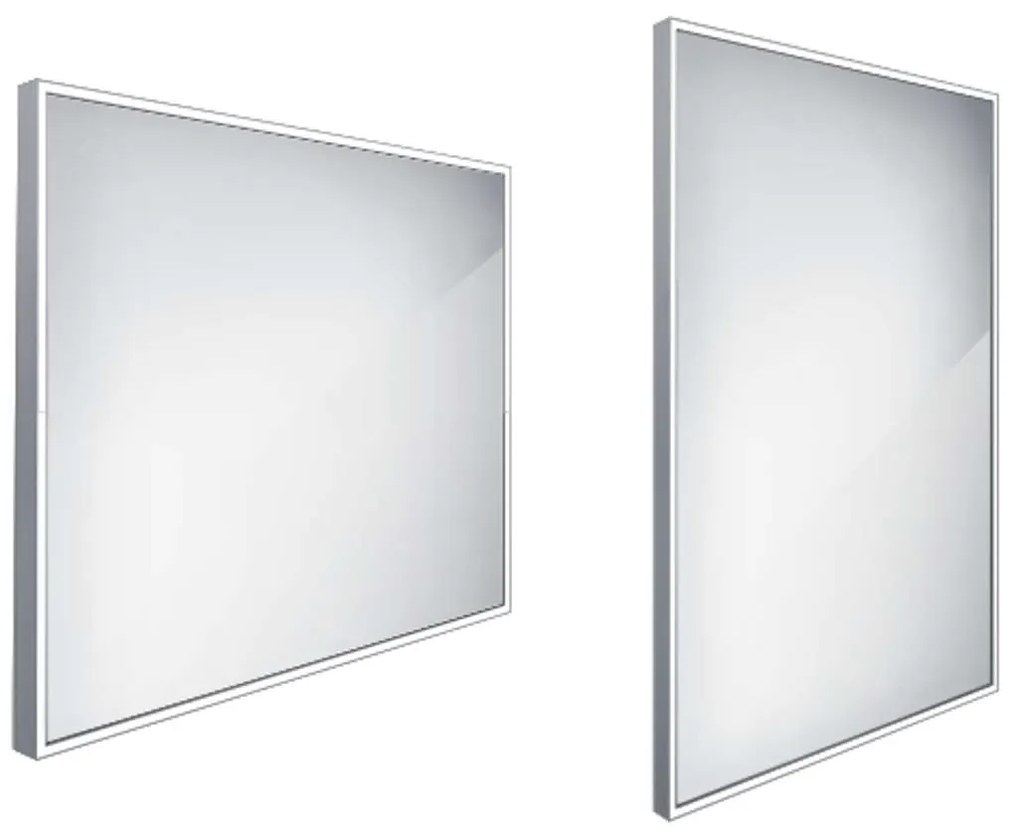 Nimco - Zrcadlo s LED osvětlením, 80x70 cm, hranaté, aluminium ZP 13003