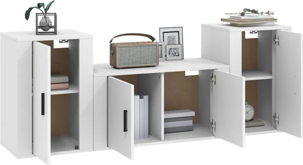 3dílný set TV skříněk bílý kompozitní dřevo 3188502