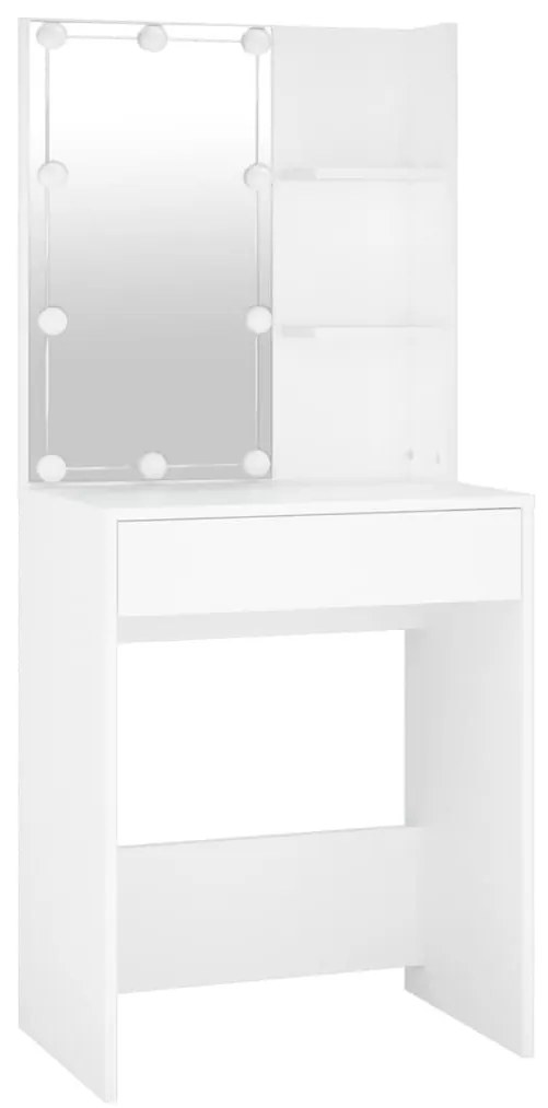 vidaXL LED toaletní stolek se 2 skříňkami bílý kompozitní dřevo