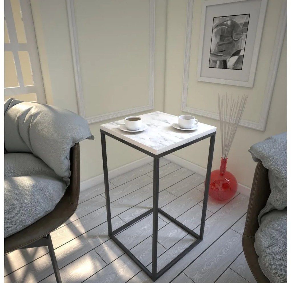 Asir | Odkládací stolek PURE 62x35 cm bílá/černá | AS1420