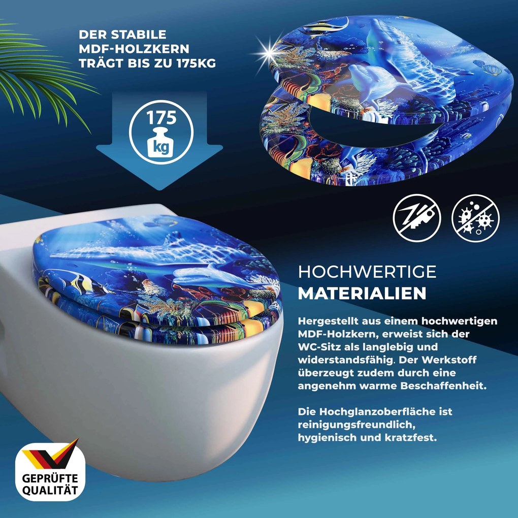 WC sedátko s automatickým spouštěním motiv mořský život 109401