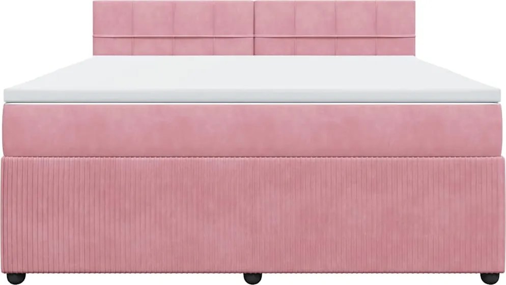 Box spring postel s matrací růžová 180x200 cm samet 3290111