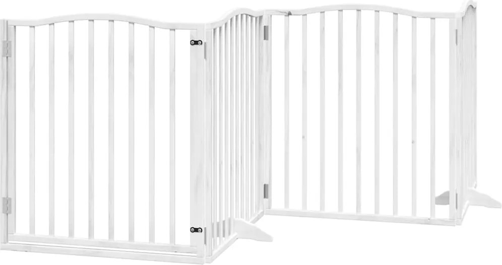 Zábrana pro psy s dvířky skládací 8 panelů bílá 640 cm topol 3155622