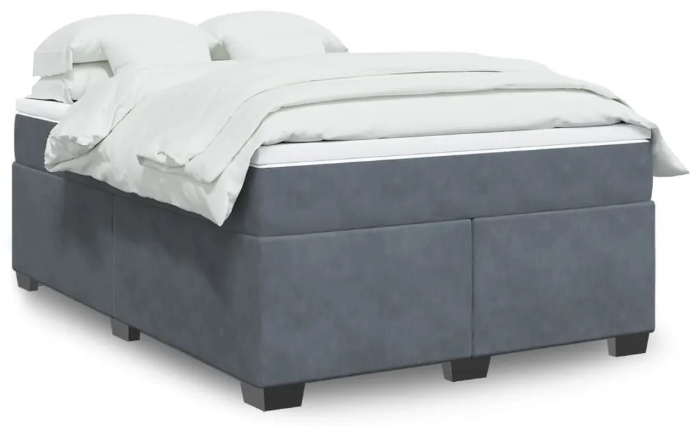 Box spring postel s matrací tmavě šedá 140x200 cm samet 3285288