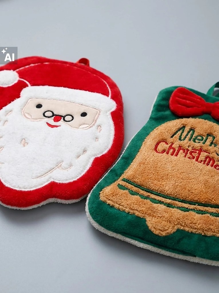 Sinsay - Sada vánočních ručníků ve tvaru Santa Clause a zvonku 2 pack - vícebarevná