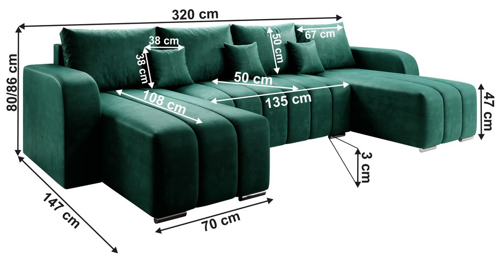 Kondela Univerzální sedací souprava, smaragdová, PORIMA U