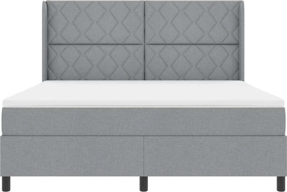 Postel s boxspringem s čelo Světle šedá 200 x 180 cm textil 3341721