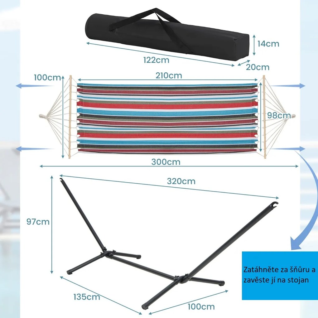 Costway Houpací síť se stojanem, vícebarevná NP11325CL