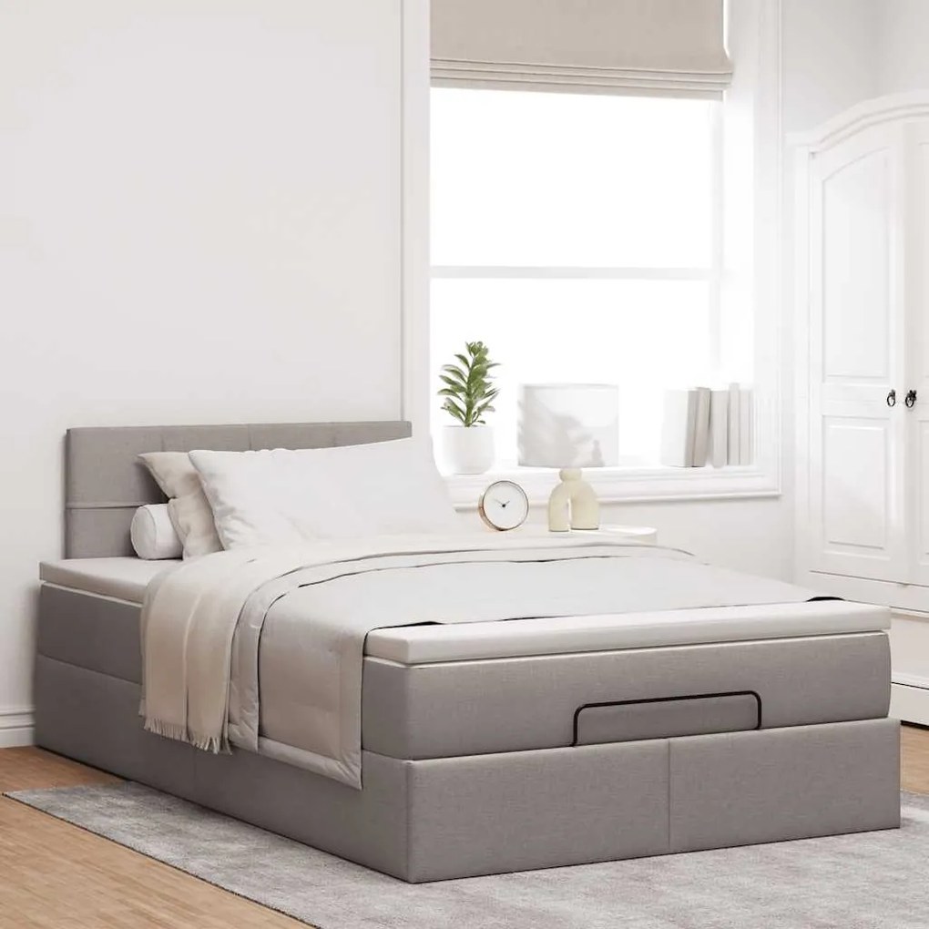 Osmanský rám postele s matrací taupe 120x200cm textil 3311453