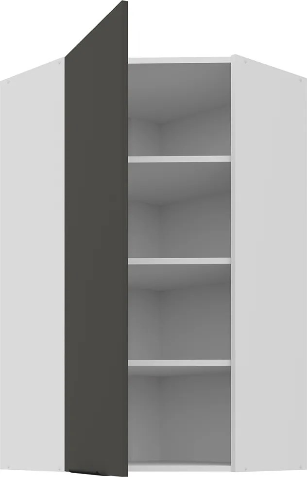 ARIA po | horní kuchyňská skříňka 60x60 GN-108 1F (45°) rohová s policemi | 60x60 cm | EXTRA VYSOKÁ | bílá/šedá grafit