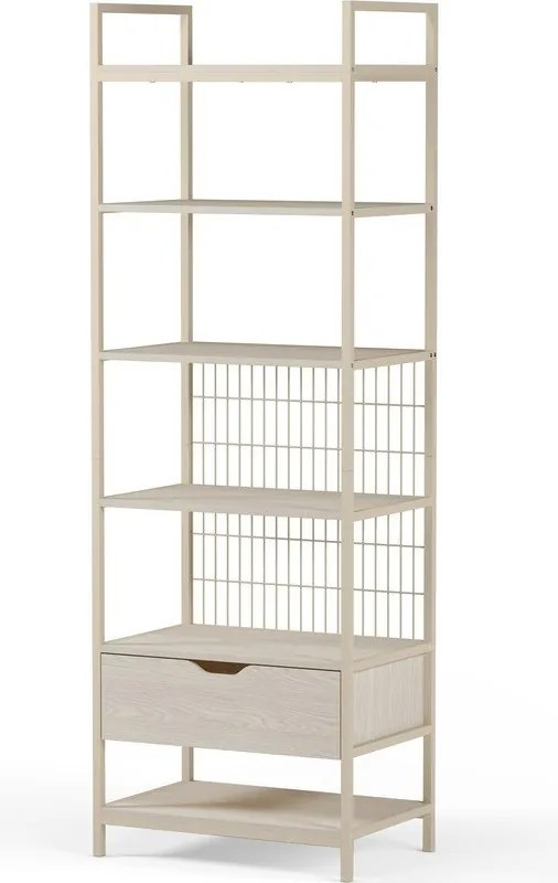 Krémová ocelová knihovna 60x179,5x40 cm Amara – Marckeric