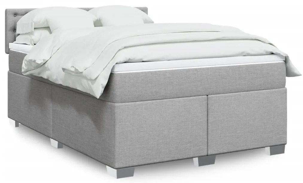 Box spring postel s matrací světle šedá 140 x 190 cm textil 3285897