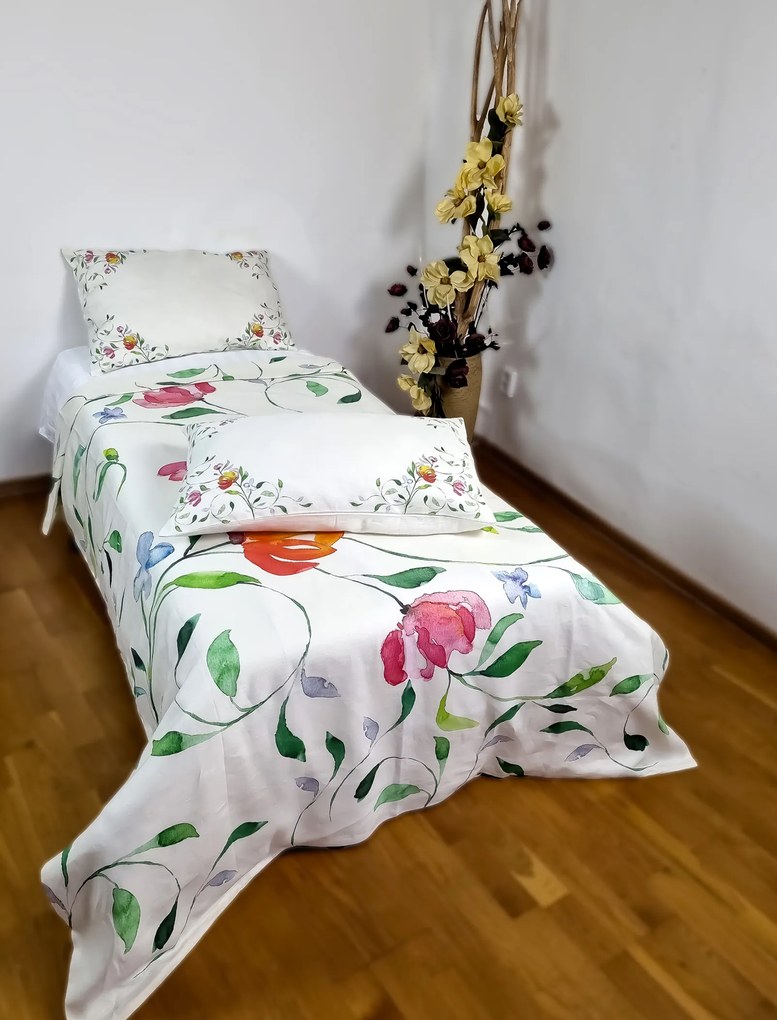 Lenbutik Povlečení Barevné kytky Povlečení velikost: přikrývka 220x220+2 polštáře 50x70