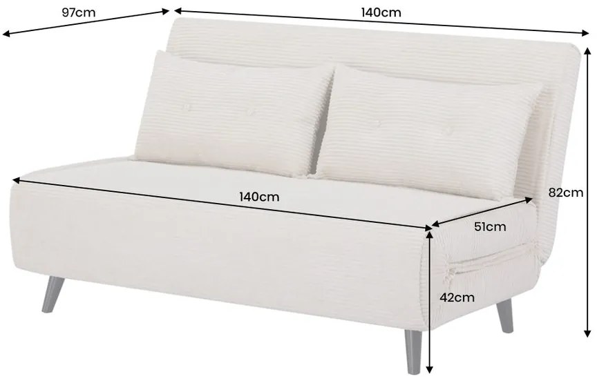 Invicta Dvoumístná rozkládací pohovka SMART bílá 140 cm 47145