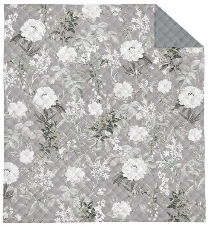 DETEXPOL Přehoz na postel Květy grey  Polyester, 170/210 cm