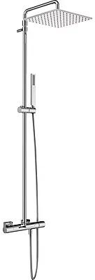 TRES - Souprava termostatické baterie pro vanu-sprchu (3-cestná) Pevná sprcha 300x300 mm. s kloubem. Ruční sprcha, proti us 21131201