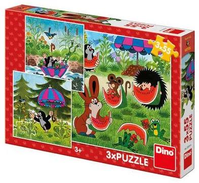 Dino Puzzle Krtek a paraplíčko 3x55 dílků