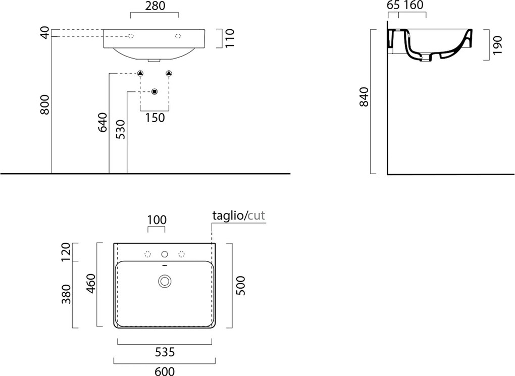 GSI GSI, SAND keramické umyvadlo 60x50 cm, bílá ExtraGlaze, 9031111