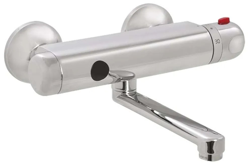 Sanela - Elektronická termostatická umyvadlová baterie, napájení z baterie, rozteč 100 mm, nerez/chrom SLU 25SBK