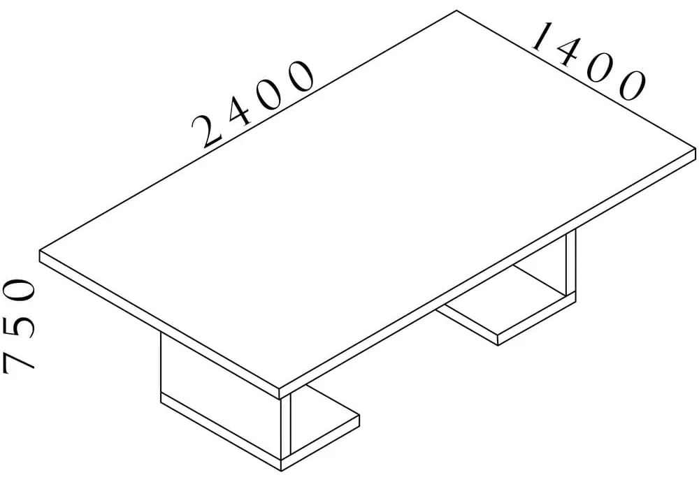 Jednací stůl Lineart 240 x 140 cm, jilm světlý