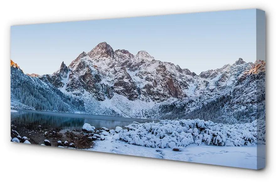 Obrazy na plátně Horské zimní jezero 140x70 cm