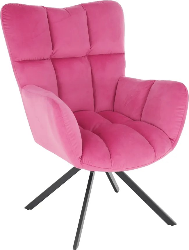 Designové otočné křeslo, růžová Velvet látka / černá, KOMODO