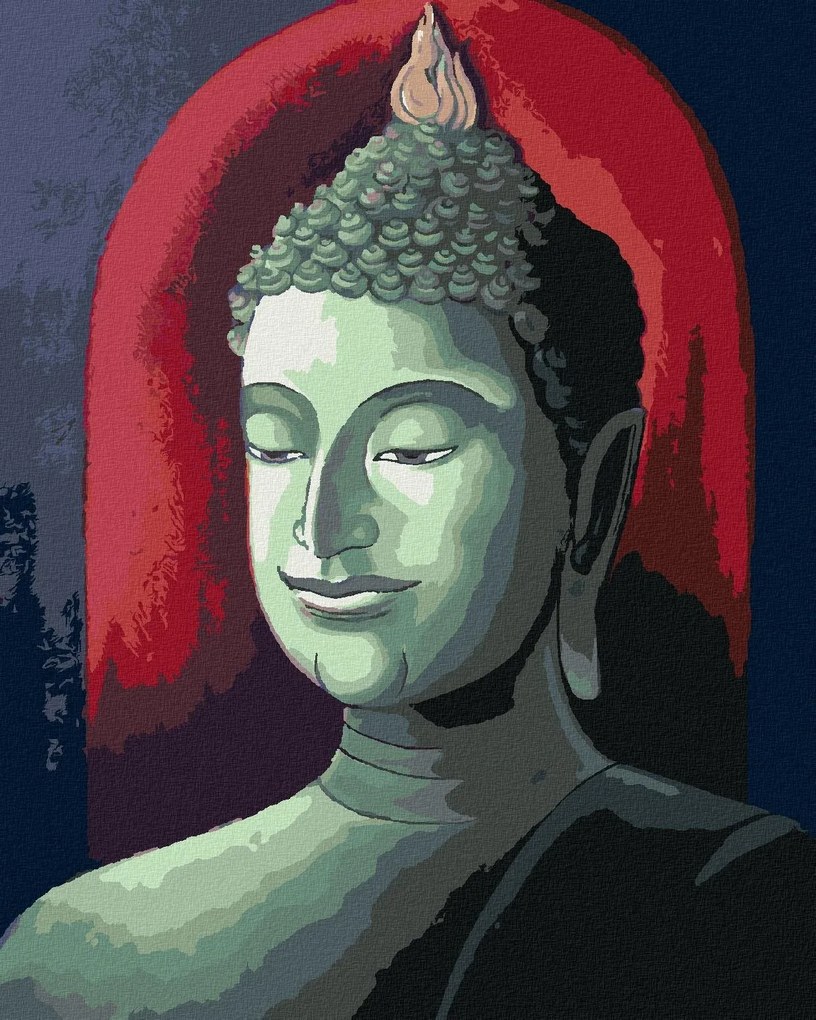 zuty zuty - malování podle čísel - buddha na červeném pozadí, 40x50 cm, plátno