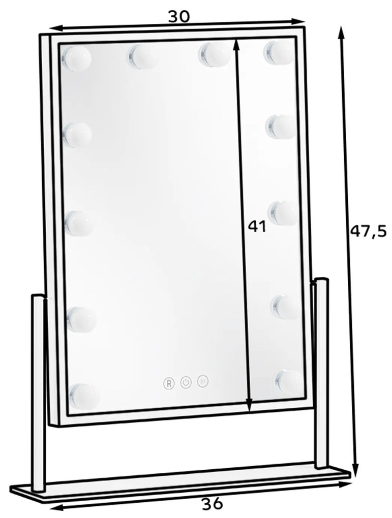 Eltap Zrcadlo Flamnate s LED osvětlením 30x47,5 cm, bílé