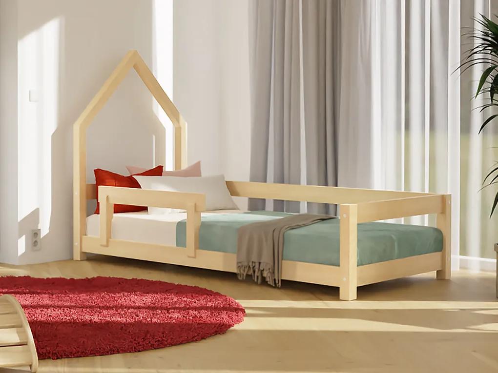 Benlemi Dětská postel domeček POPPI s bočnicí Zvolte barvu: Béžová, Zvolte rozměr: 90x200 cm, Zvolte stranu: Vpravo